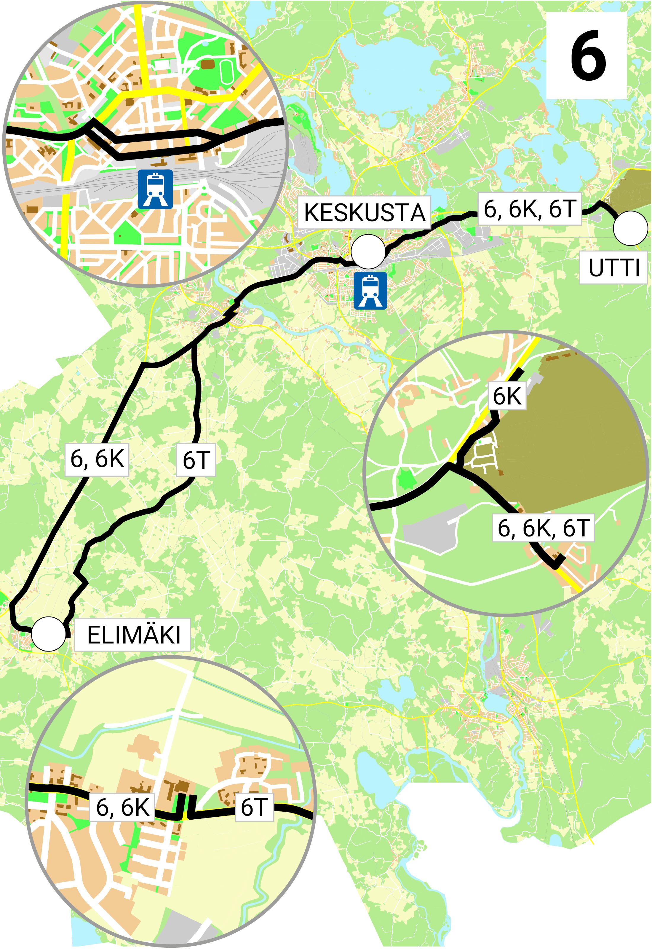 Linja 6, 6K, 6T - Kouvolan kaupunki