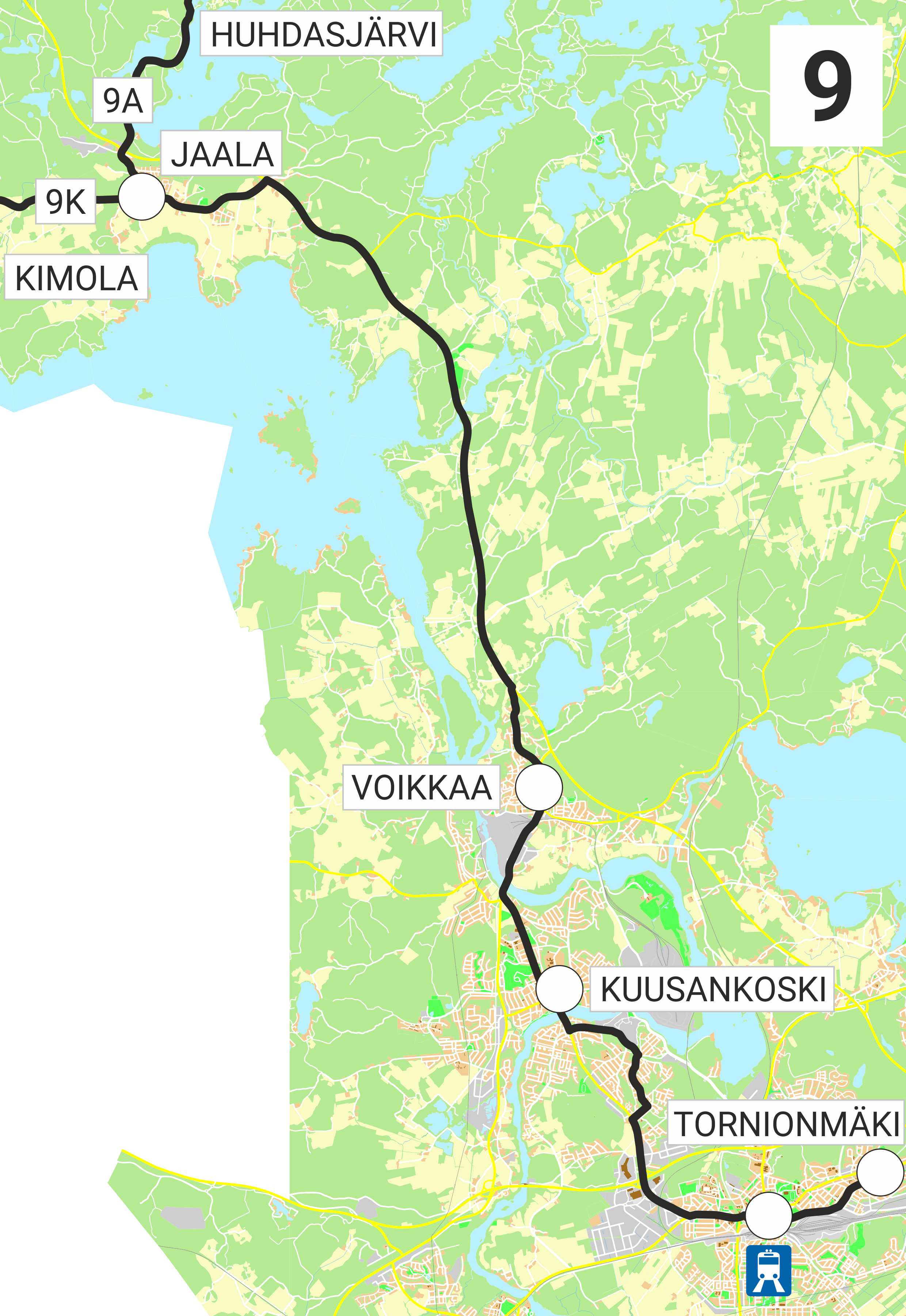 Linja 9, 9A, 9K - Kouvolan kaupunki